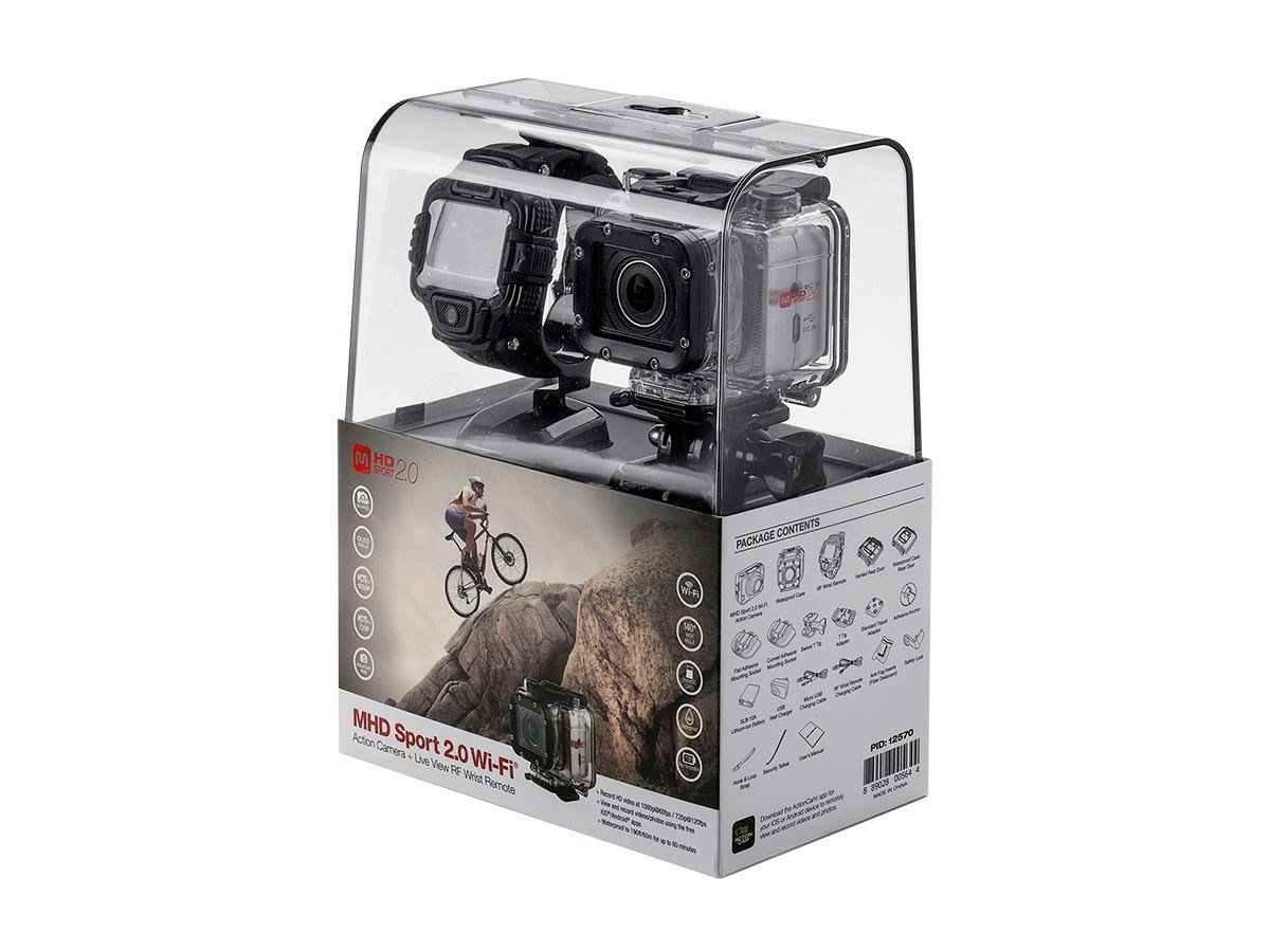 Monoprice MHD Sport 2.0 Wi-Fi Action Camera + Live View RF Wrist Remote ...